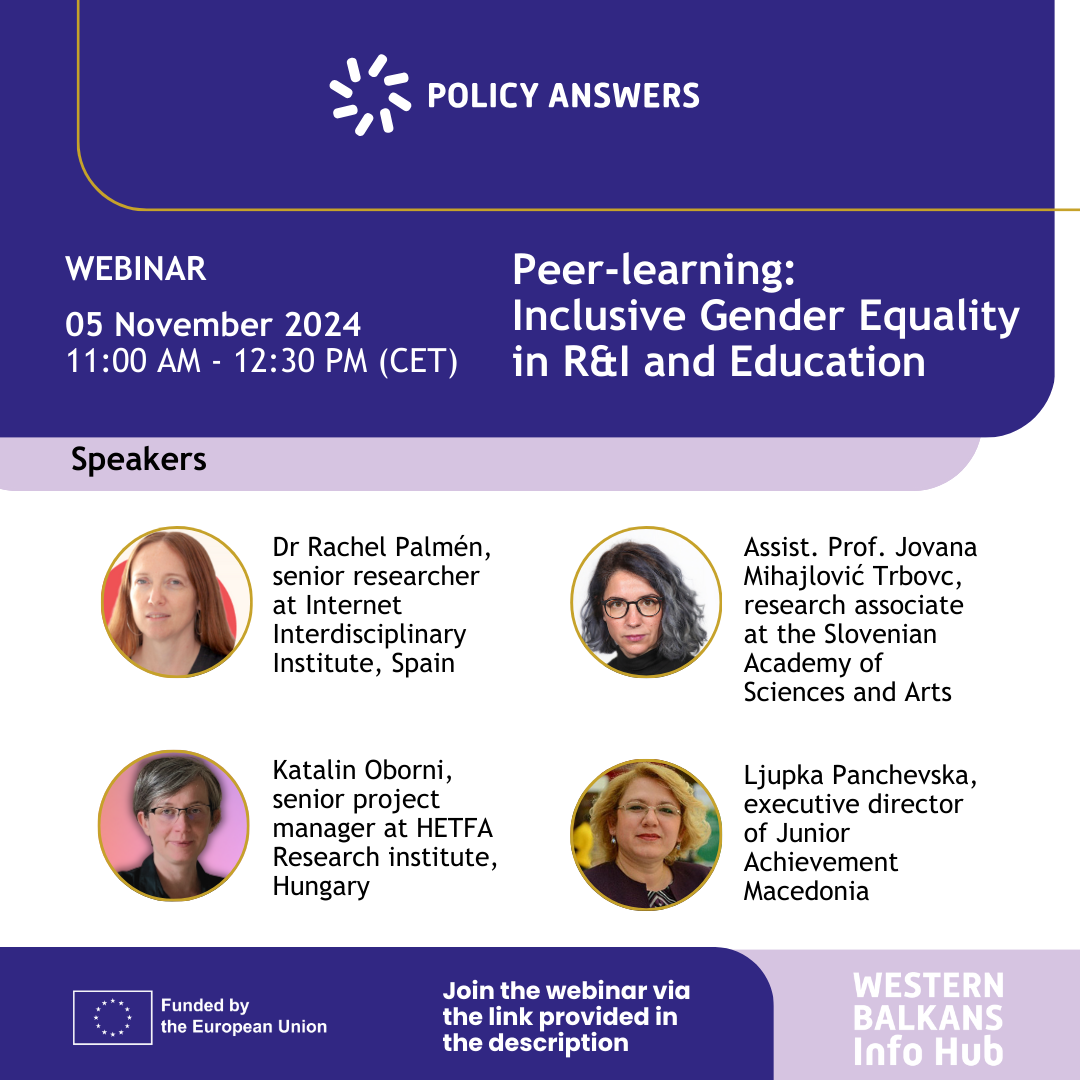 POLICY ANSWERS Peer-Learning Webinar: Inclusive Gender Equality in R&I and Education ...